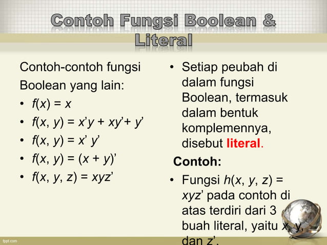 Aljabar Boolean dan fungsi Boolean | PPTX