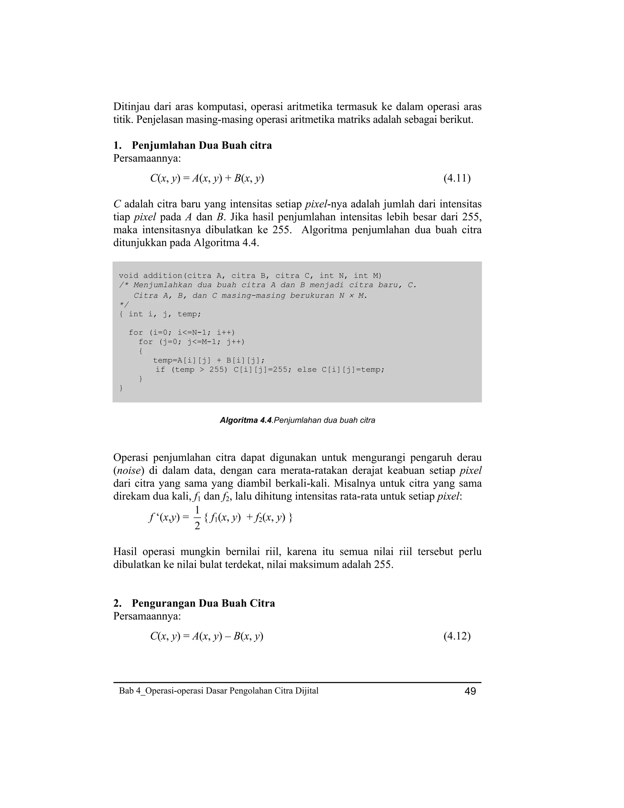 Bab 4 operasi-operasi dasar pengolahan citra dijital | PDF