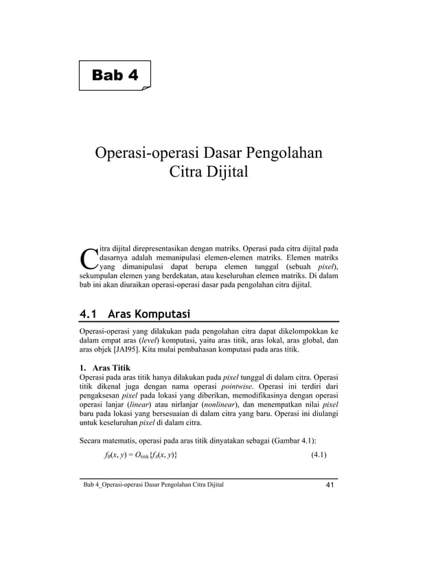 Bab 4 operasi-operasi dasar pengolahan citra dijital | PDF