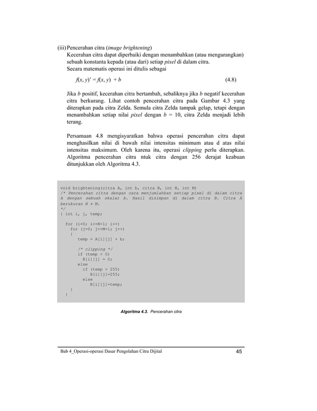Bab 4 operasi-operasi dasar pengolahan citra dijital | PDF