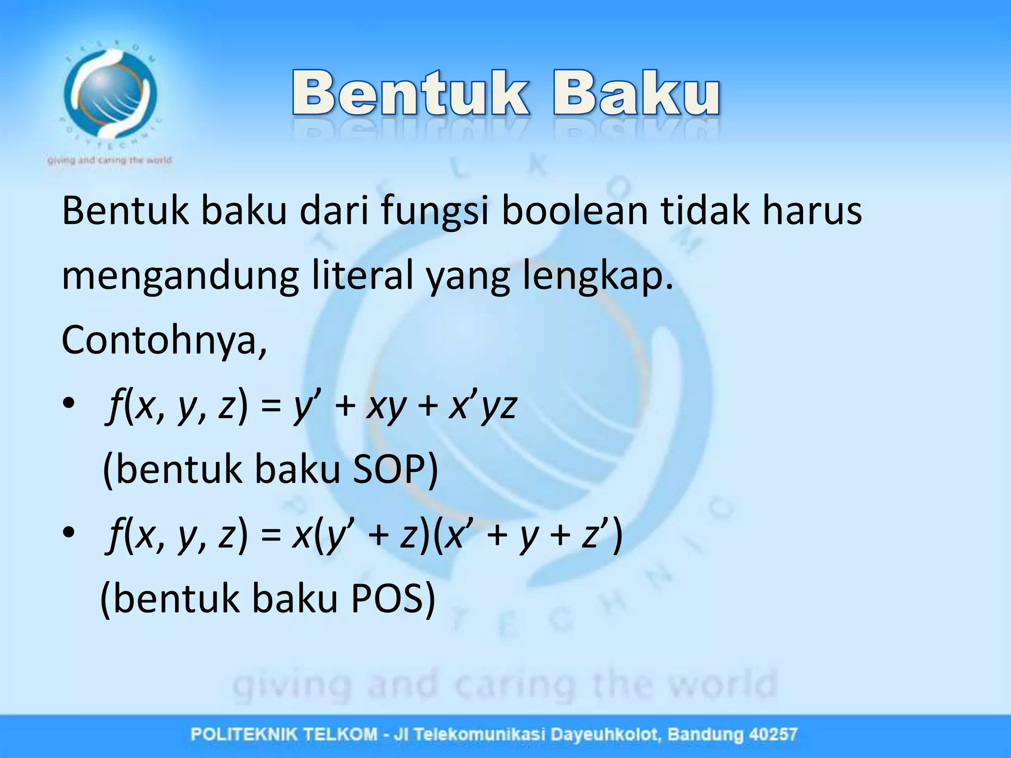 Bab 5 penyederhanaan fungsi boolean | PPTX