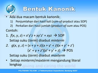 Bab 5 penyederhanaan fungsi boolean | PPTX