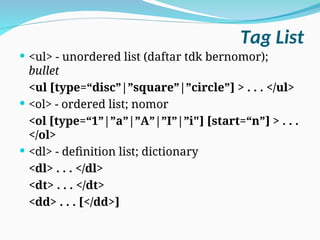 Pengertian dan penjelasan HTML jeni-jenisnya | PPT