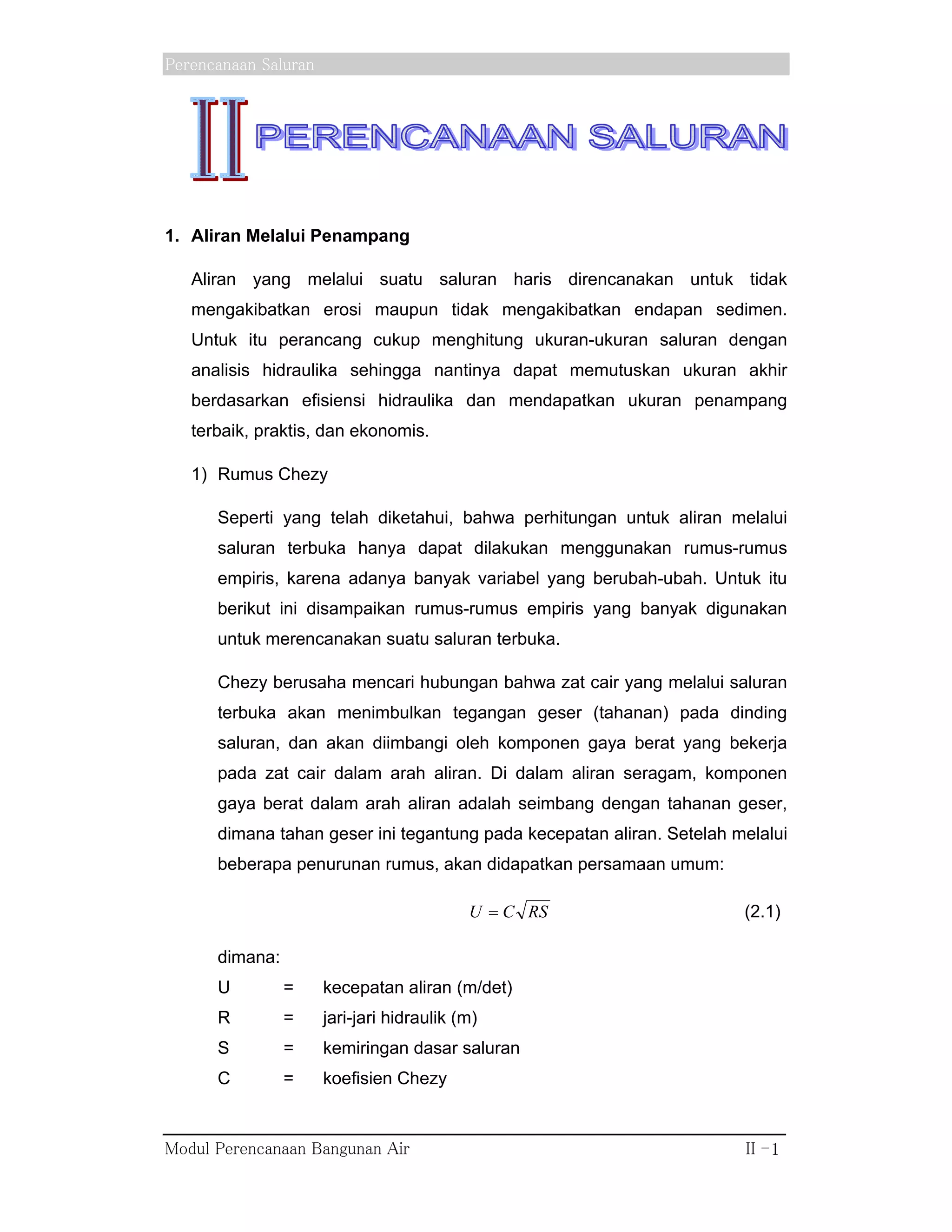 Bab ii-perencanaan-saluran | PDF