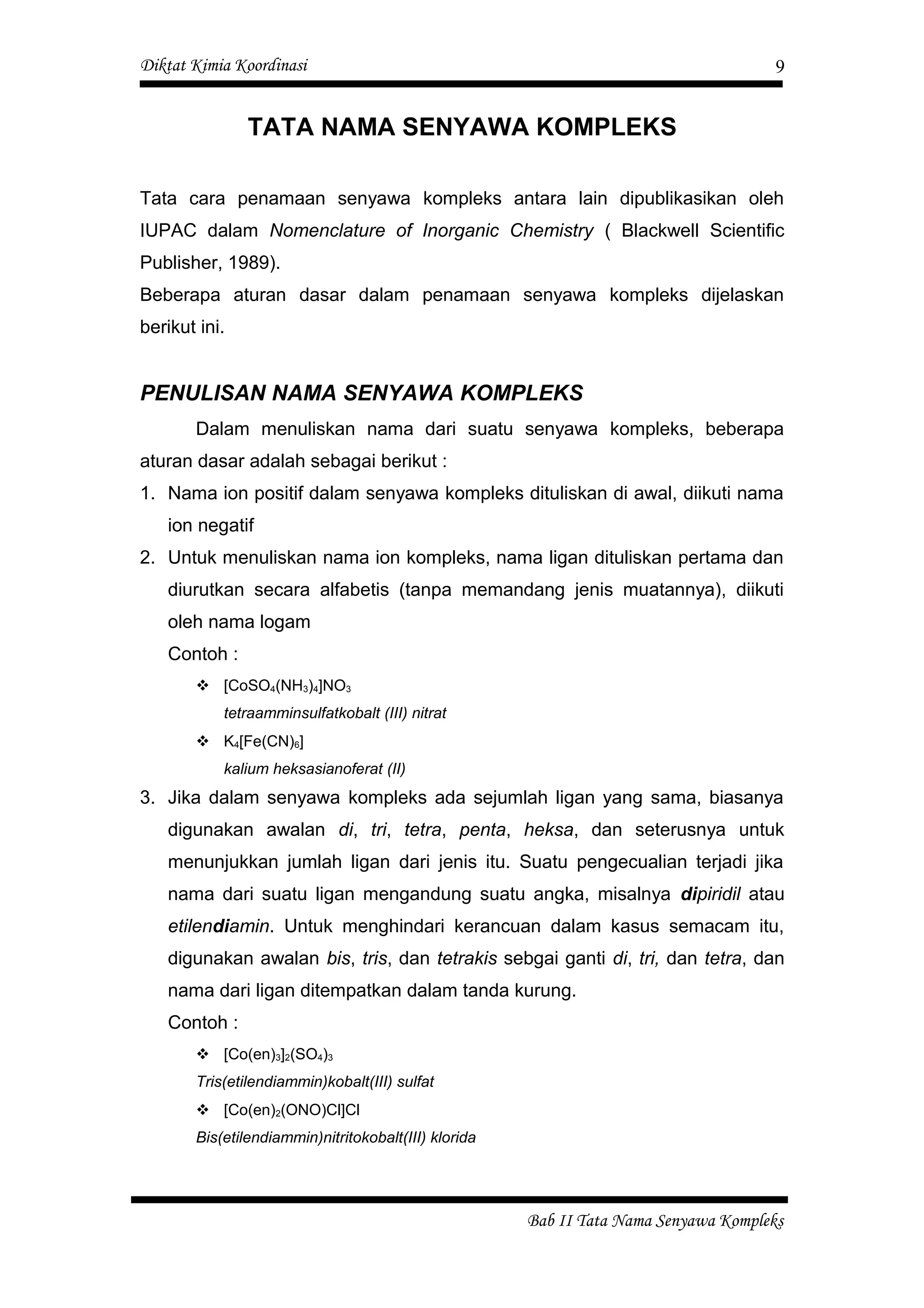 Bab ii-tata-nama-senyawa-kompleks | DOC