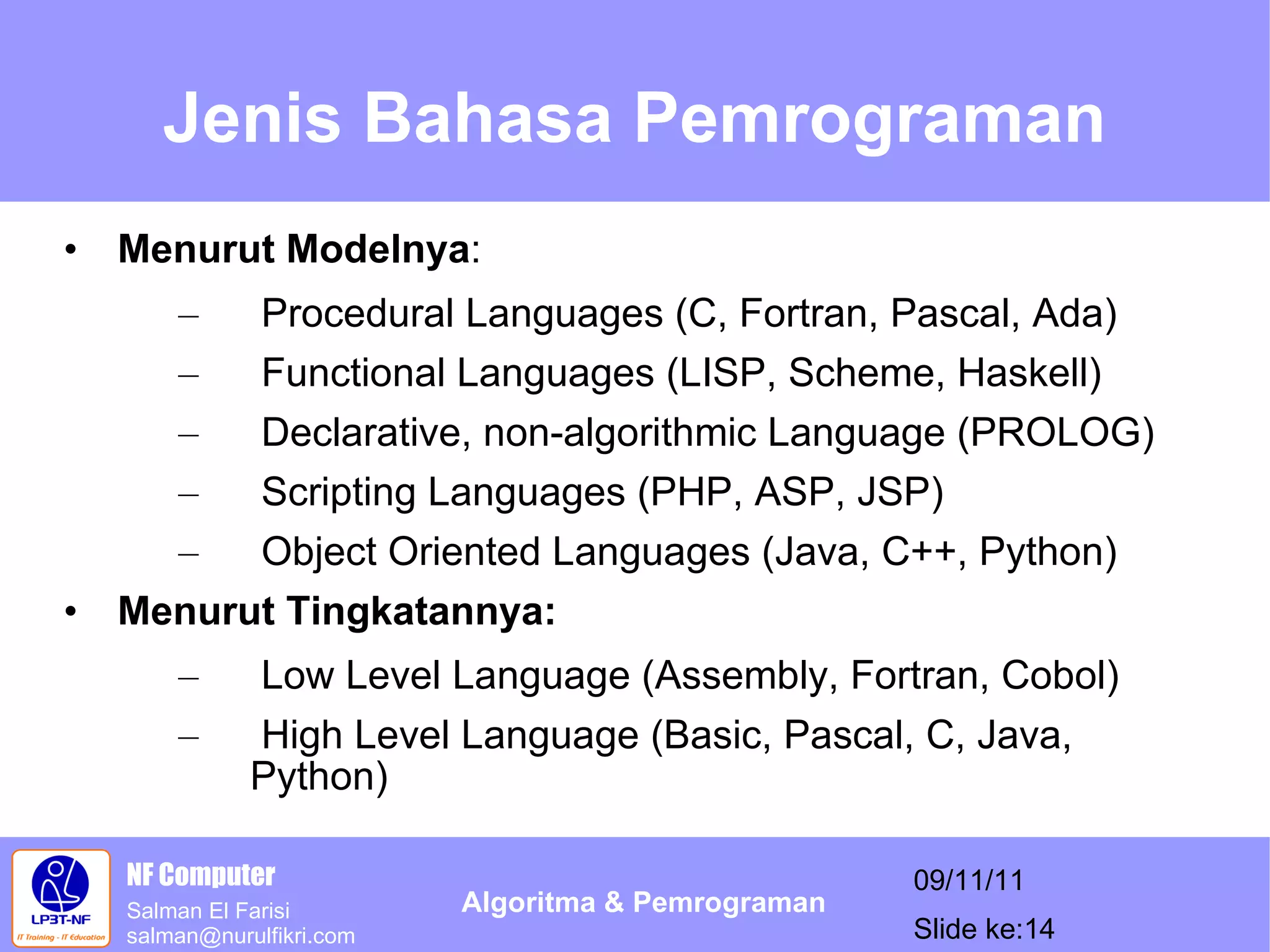 Pengenalan Algoritma Komputer | PPT