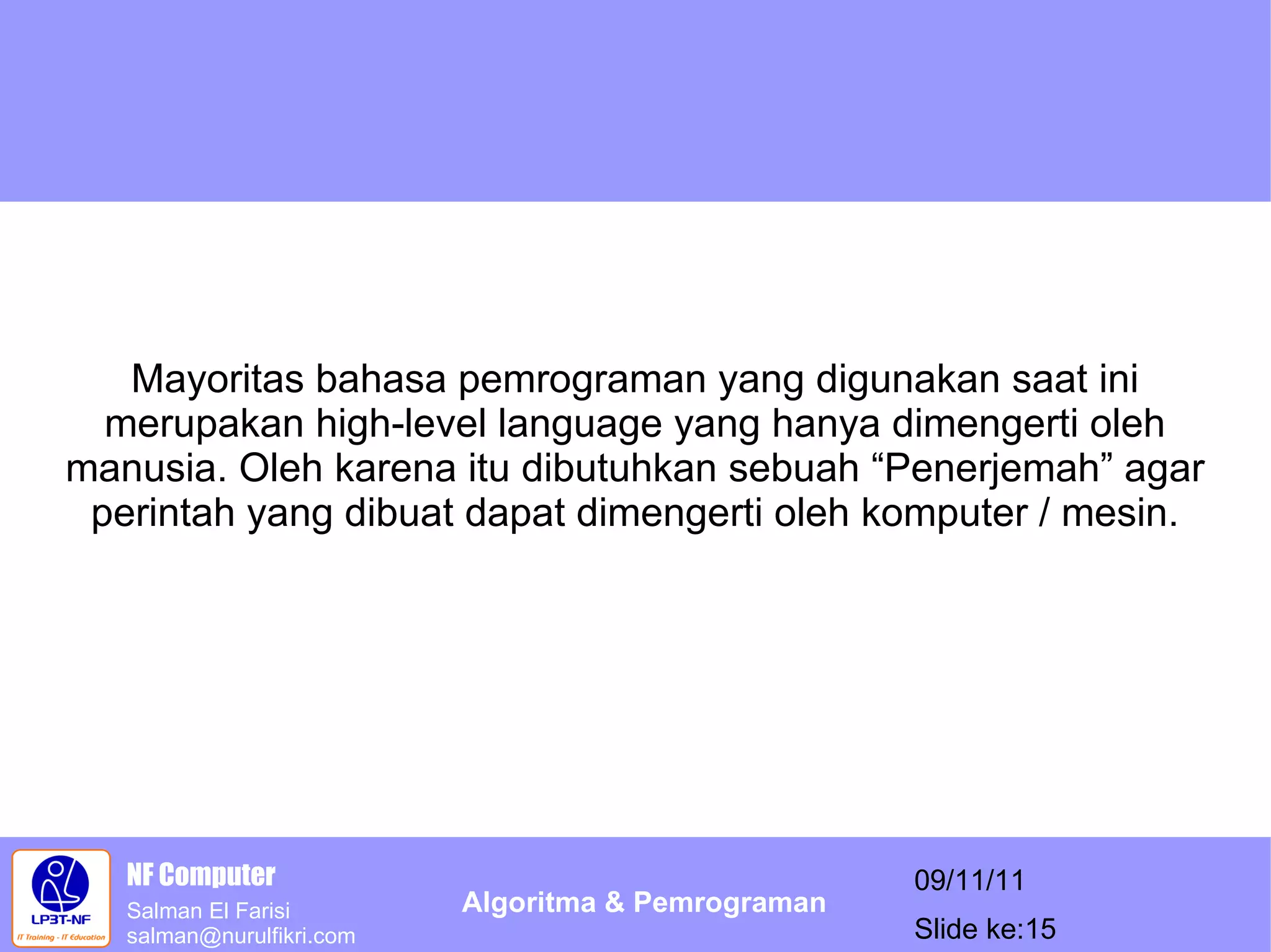 Pengenalan Algoritma Komputer | PPT