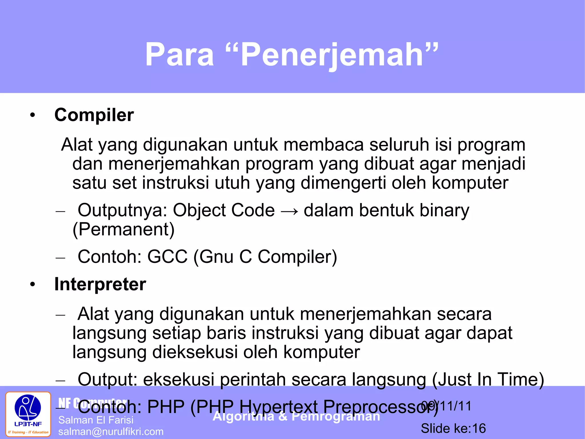 Pengenalan Algoritma Komputer | PPT