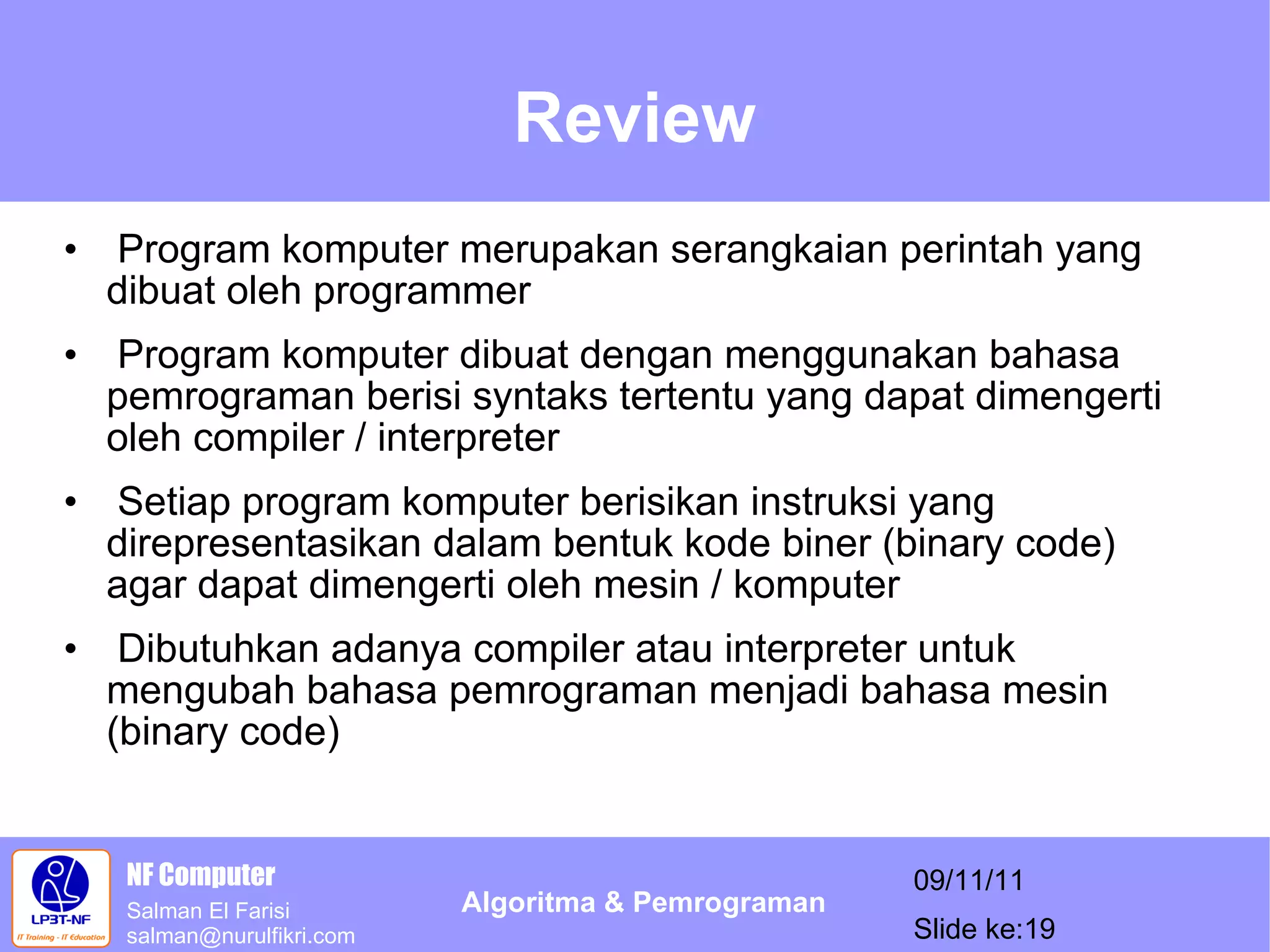 Pengenalan Algoritma Komputer | PPT