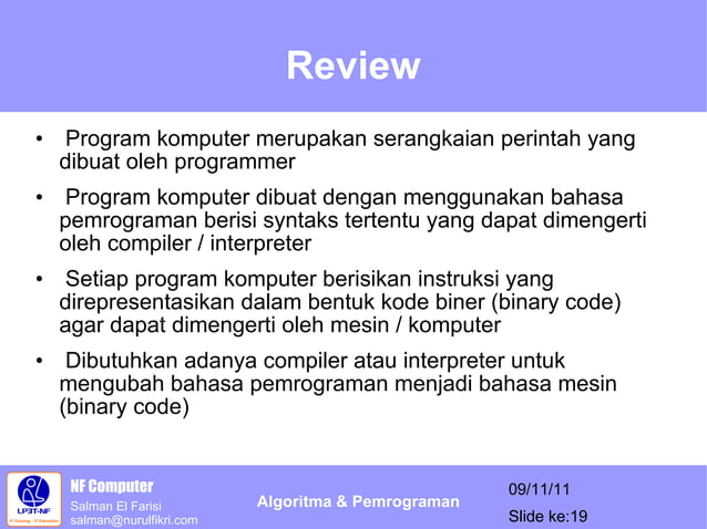 Pengenalan Algoritma Komputer | PPT