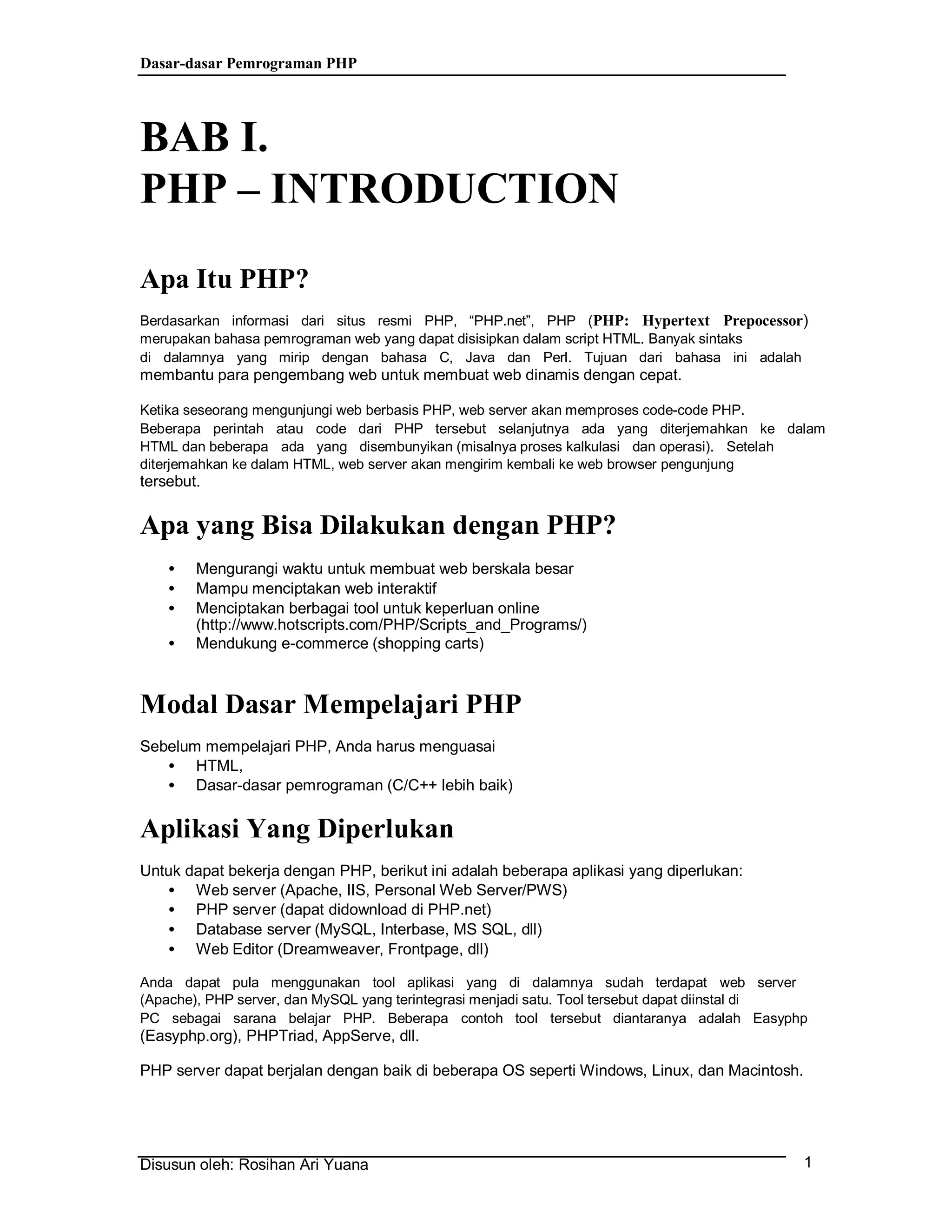 Bab01 - Pengenalan PHP | PDF