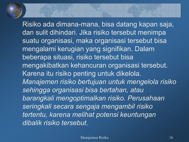 Manajemen Risiko 01 | PPT