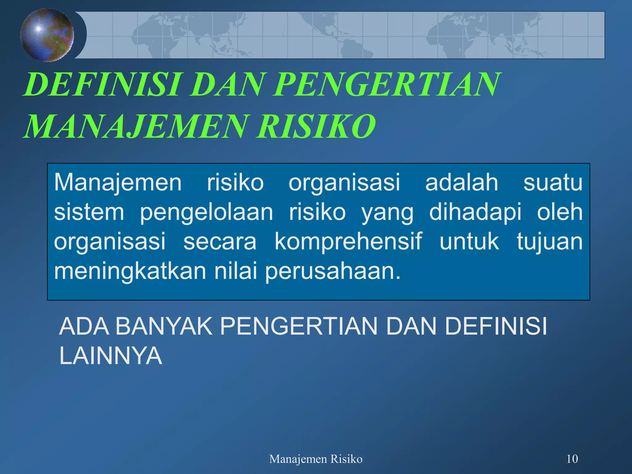 Manajemen Risiko 02 Enterprise Risk Management | PPT