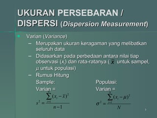 Statistika Deskriptif - Bab 04 - Ukuran Persebaran | PPT