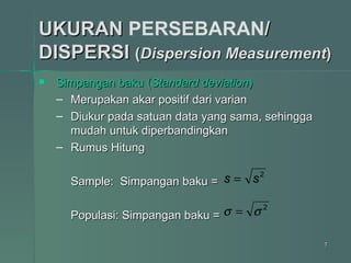 Statistika Deskriptif - Bab 04 - Ukuran Persebaran | PPT