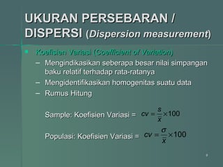 Statistika Deskriptif - Bab 04 - Ukuran Persebaran | PPT