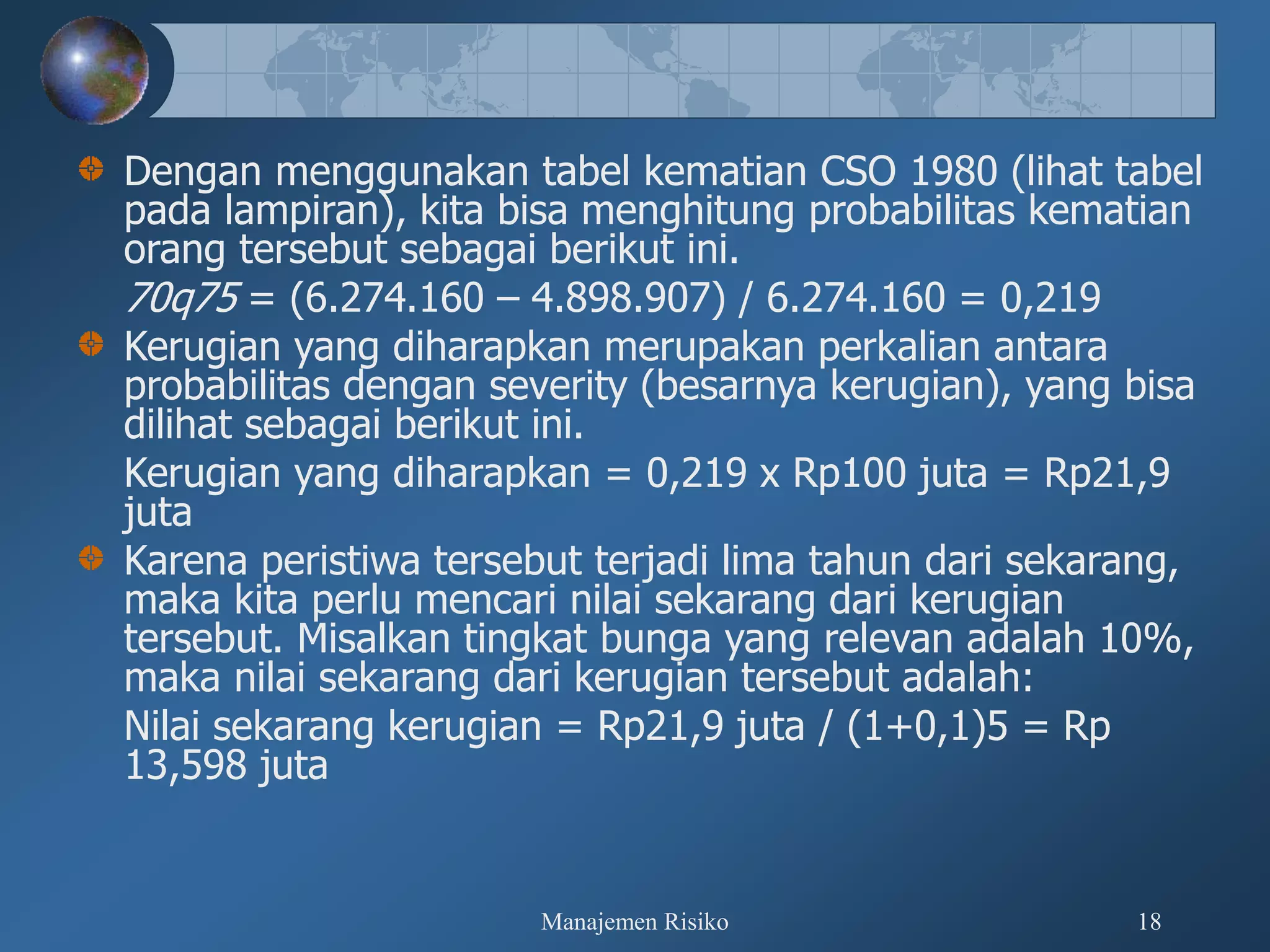 Manajemen Risiko 06 Risiko Kematian | PPT