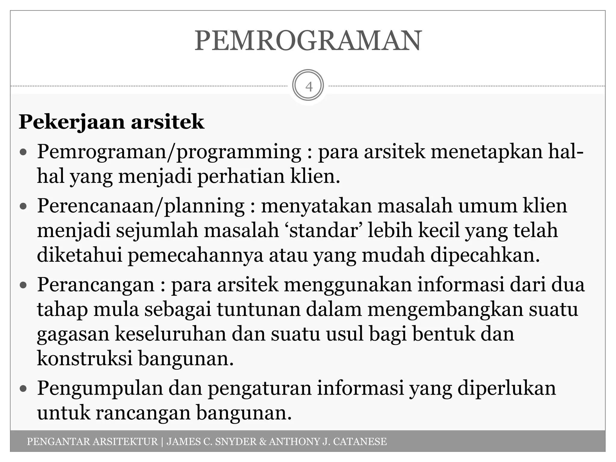PEMROGRAMAN ARSITEKTUR - JOHN W WADE - | PPTX
