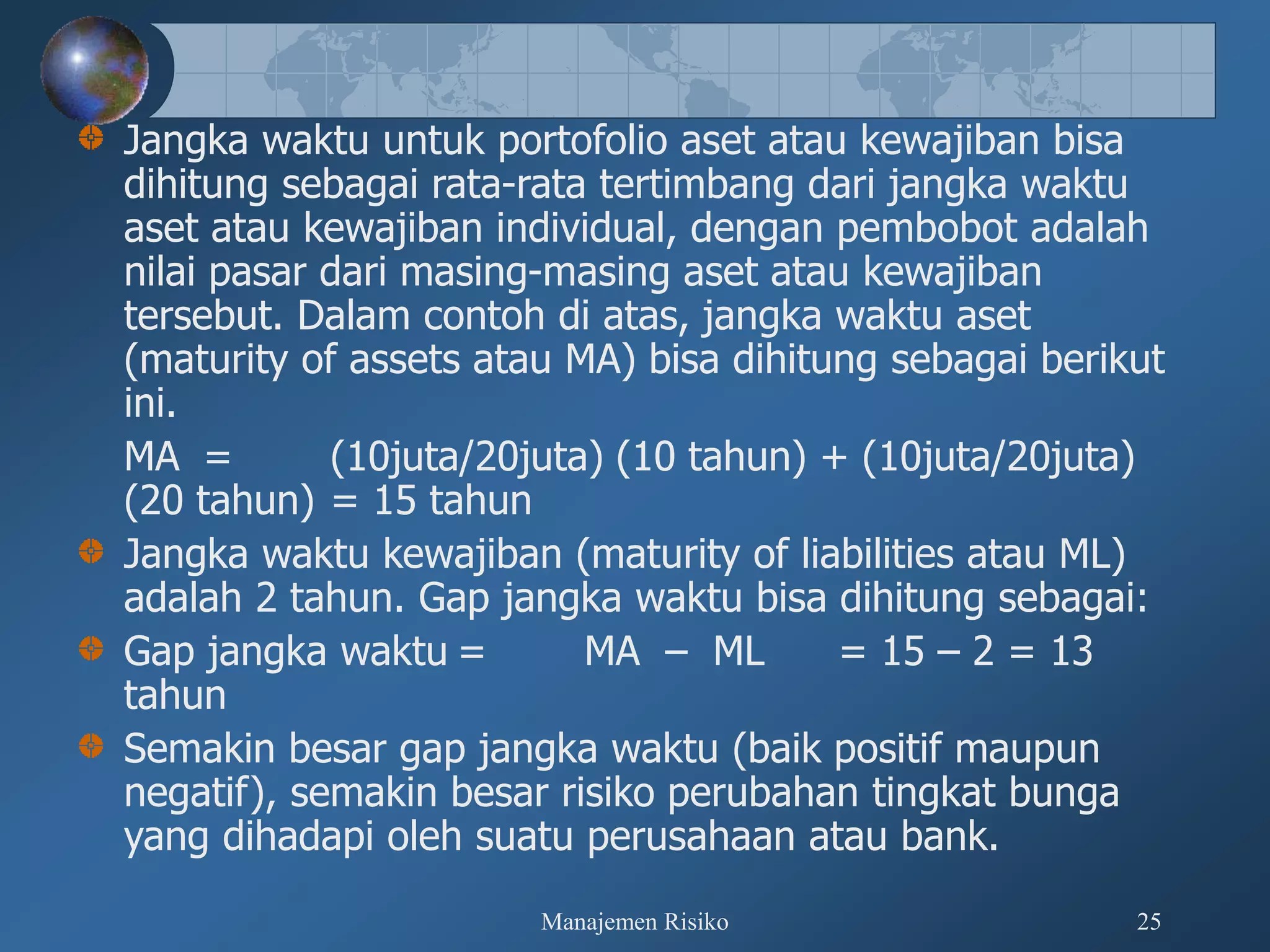 Manajemen Risiko 08 Risiko perubahan tingkat bunga | PPT