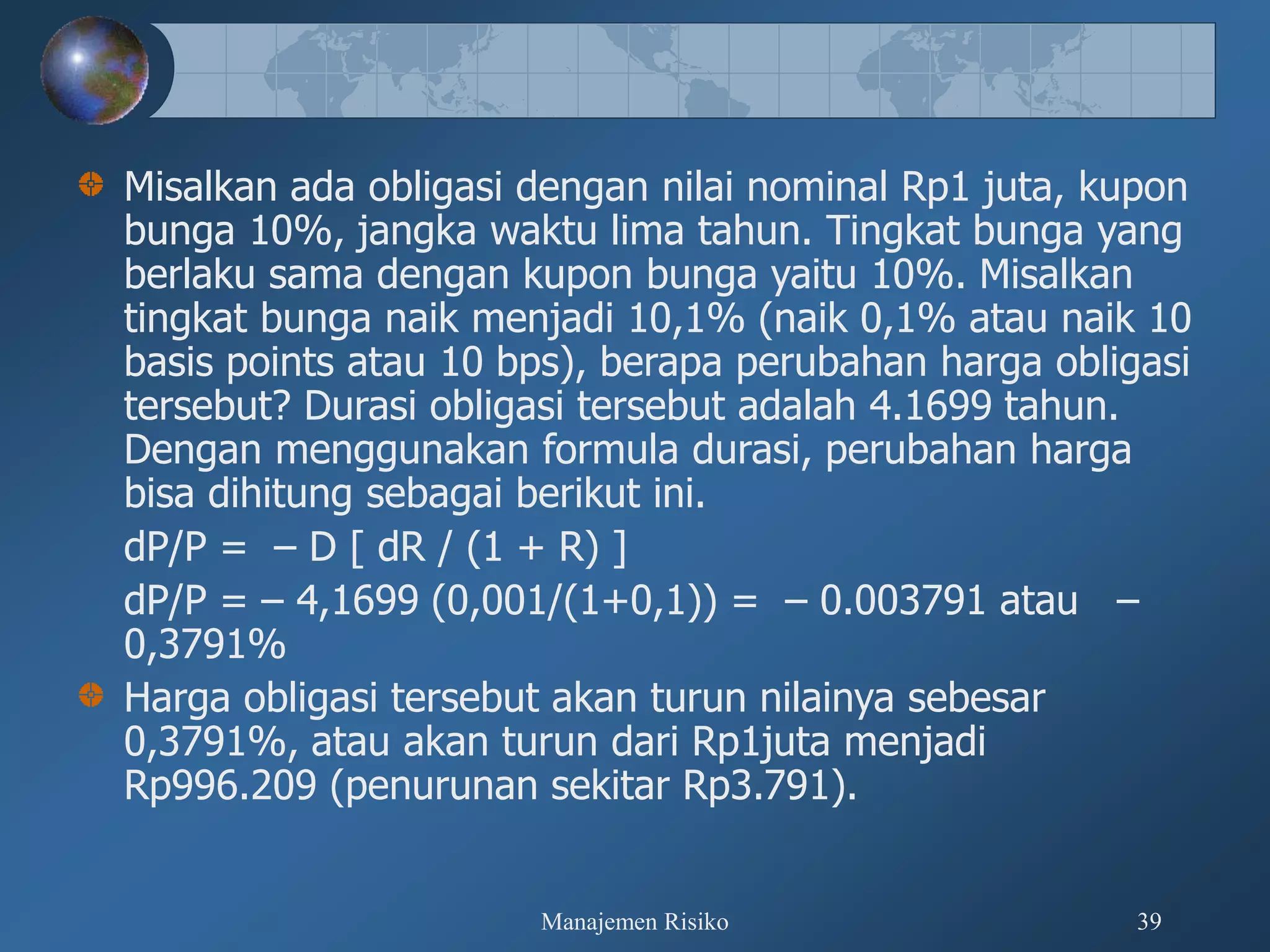 Manajemen Risiko 08 Risiko perubahan tingkat bunga | PPT