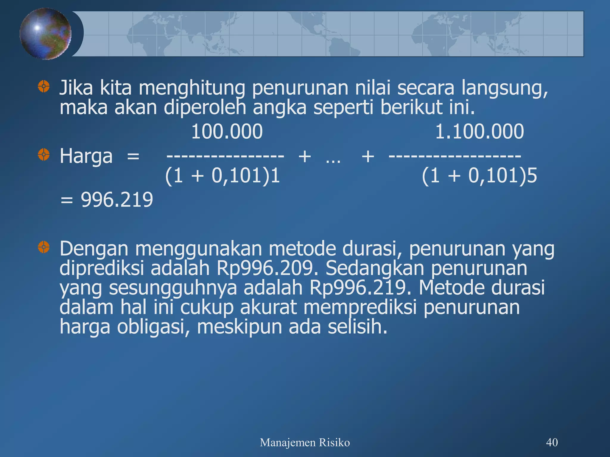 Manajemen Risiko 08 Risiko perubahan tingkat bunga | PPT