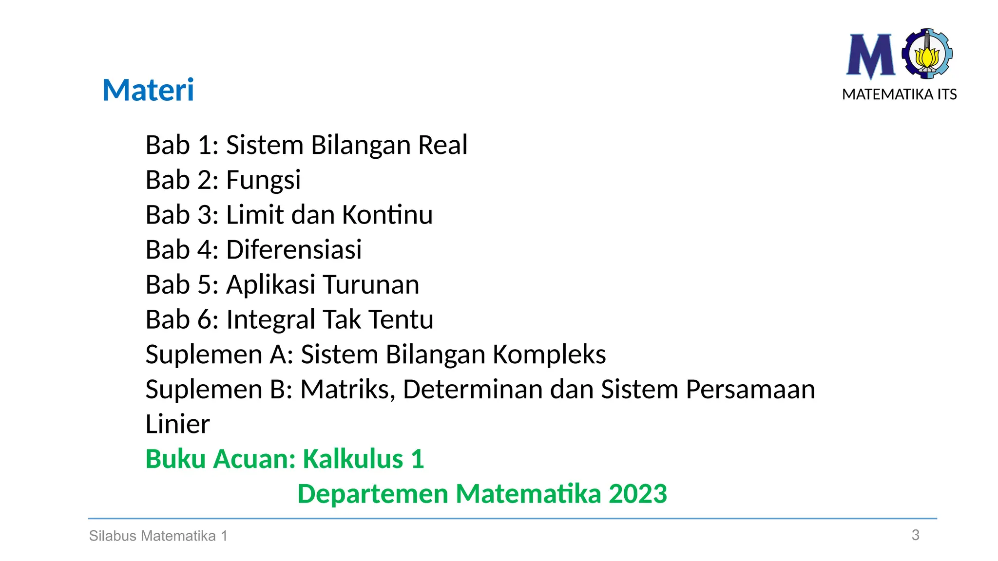 sillabus matakuliah kalkulus 1 2023 pengan pengenalannya | PPTX