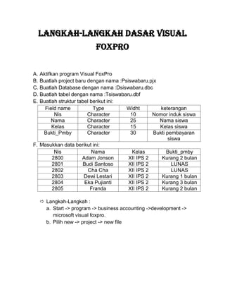 Langkah-langkah dasar visual foxpro | PDF