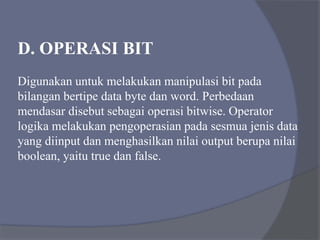Pemrograman Dasar (Operasi Aritmatika dan Logika) | PPT