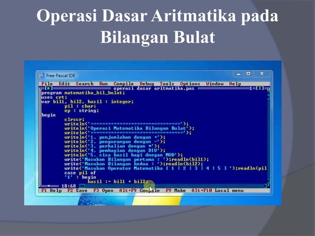 Pemrograman Dasar (Operasi Aritmatika dan Logika) | PPT