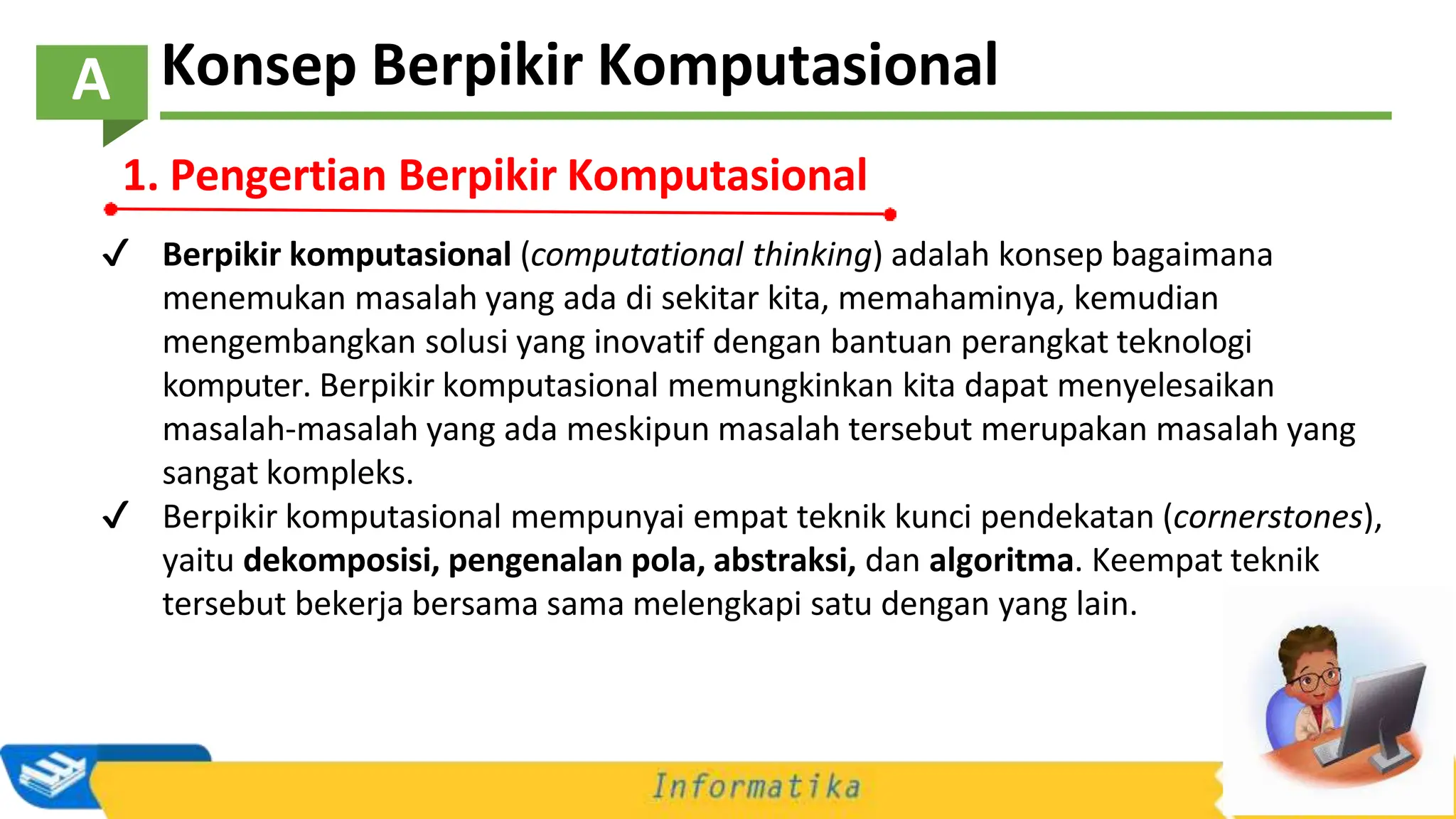 Berpikir Komputasional, Pengenalan pola, algoritma | PPTX