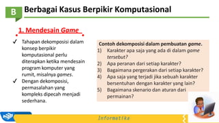 Berpikir Komputasional, Pengenalan pola, algoritma | PPTX