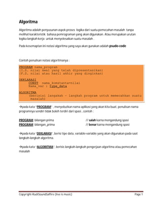 Bab 1 pengenalan syntak algoritma | PDF