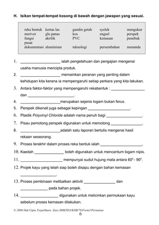 KHF2 - Bab 1 Reka Bentuk Dan Penghasilan Projek | DOC