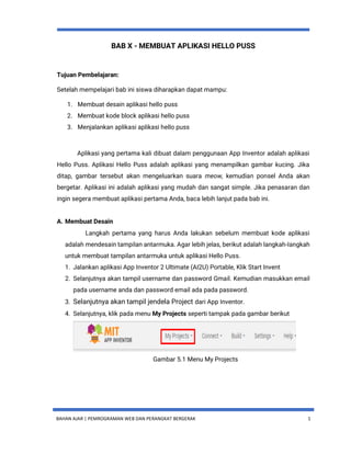 BAB X - MEMBUAT APLIKASI HELLO PUSS | PDF