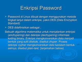 Enkripsi data pada Keamanan Administrasi dan jaringan komputer | PPT