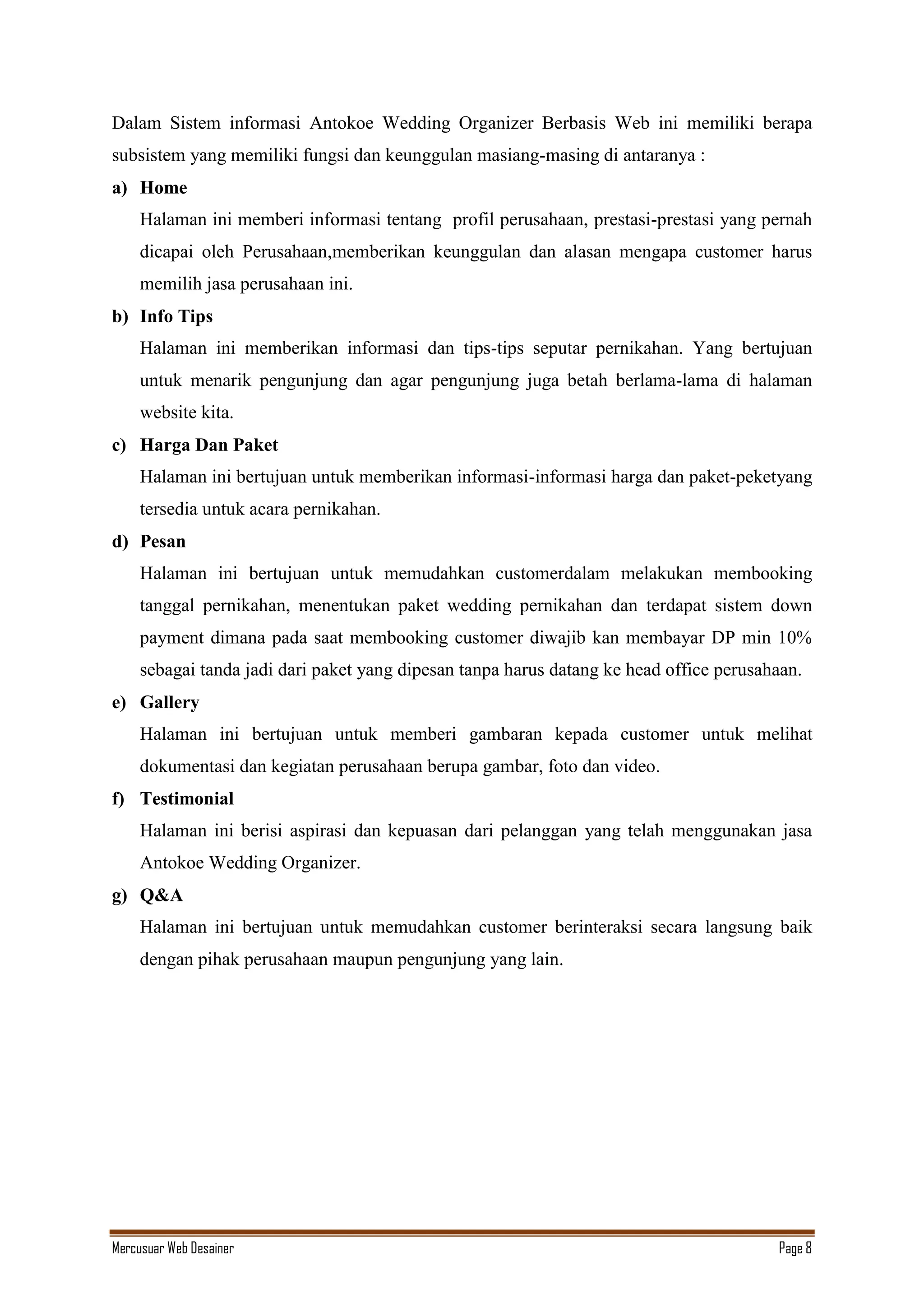 Proposal Penawaran Sistem Informasi Antokoe Wedding Organizer berbasis WEB | PDF