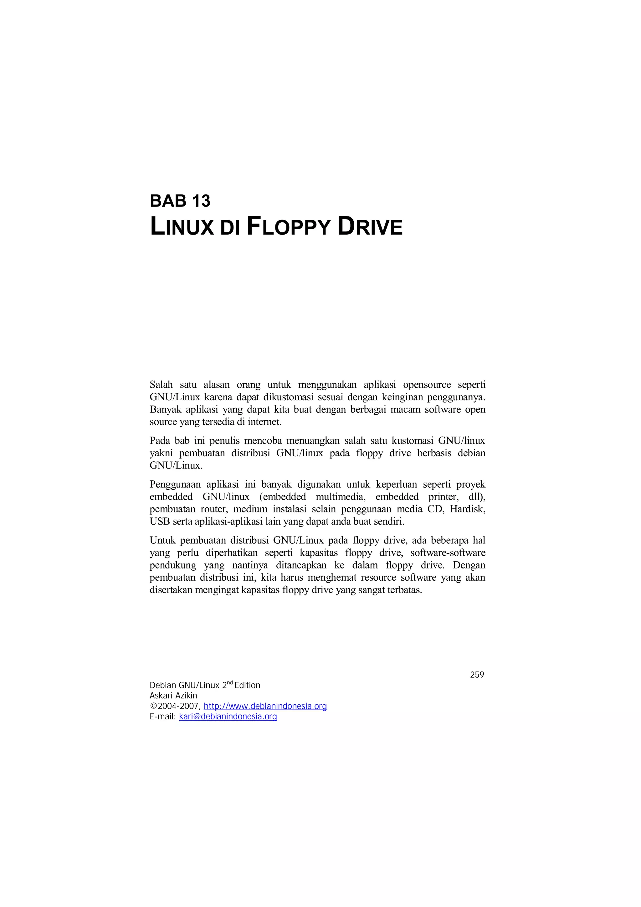 Tutorial Debian Bab 13 linux di floppy drive | PDF