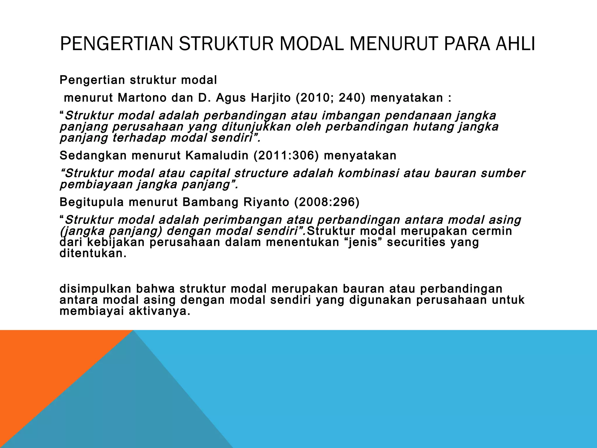 Teori Dan Kebijaksanaan Struktur Modal | PPT