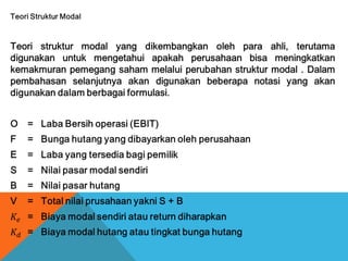Teori Dan Kebijaksanaan Struktur Modal | PPT