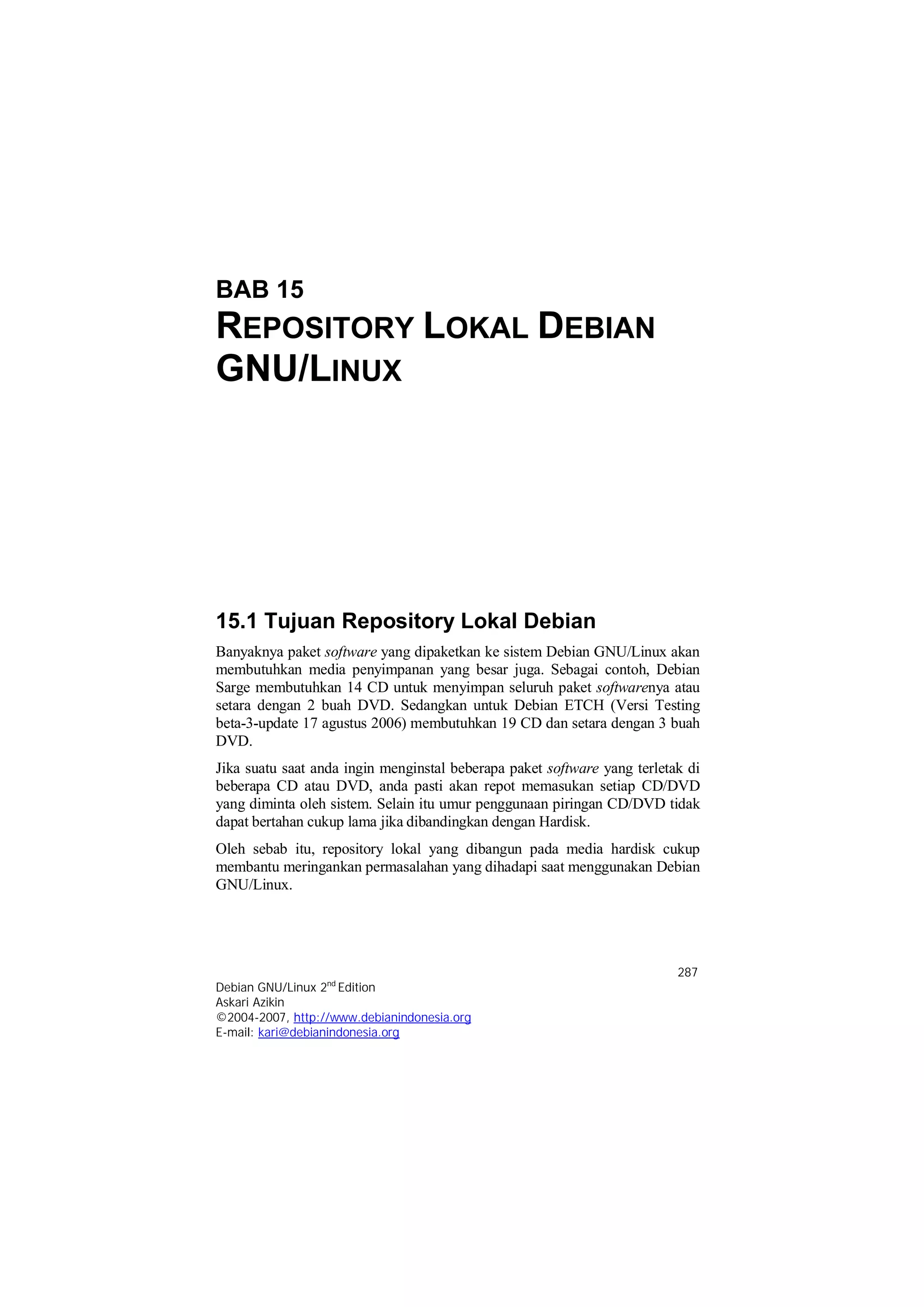 Tutorial Debian Bab 15 repository lokal debian | PDF