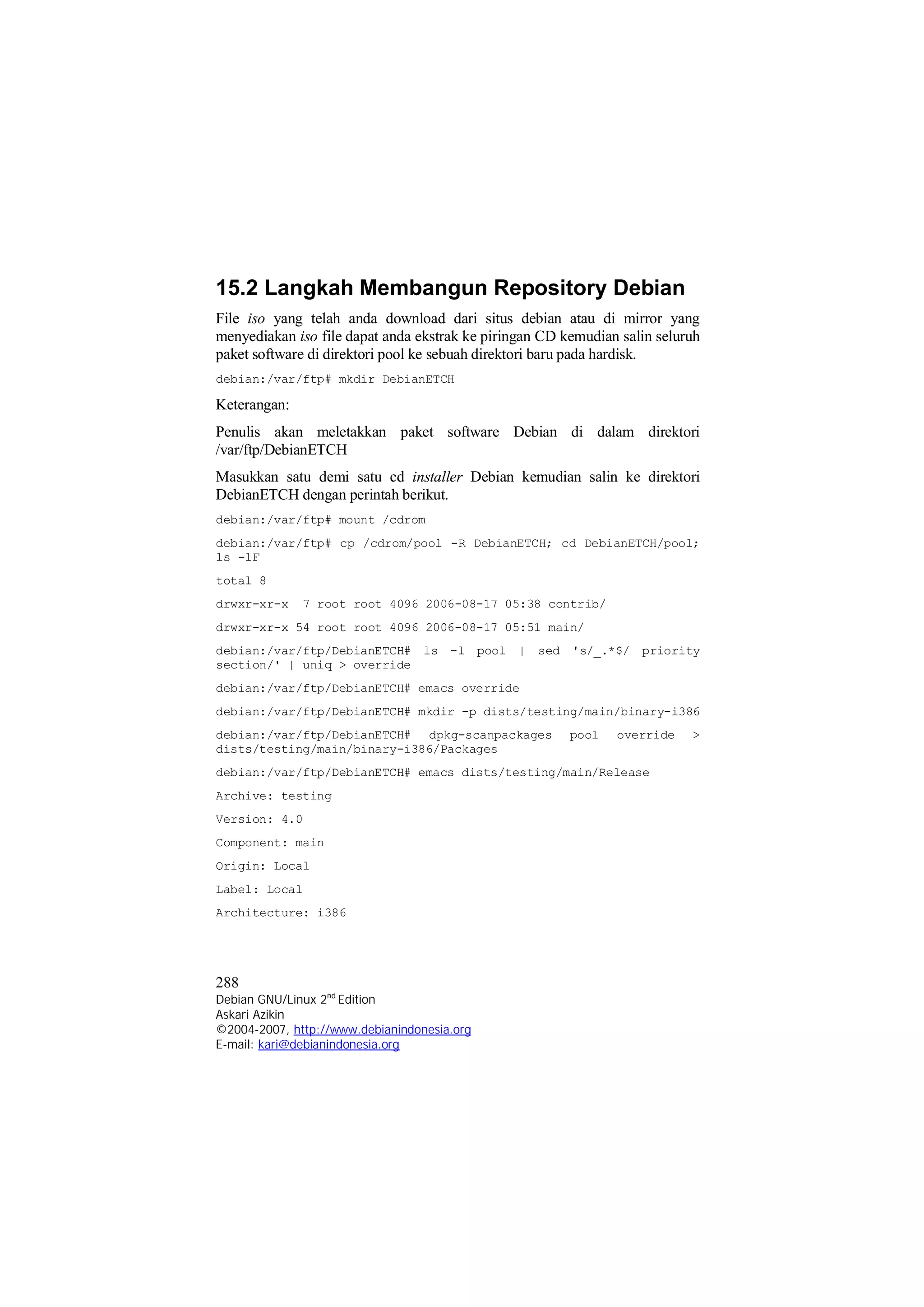 Tutorial Debian Bab 15 repository lokal debian | PDF