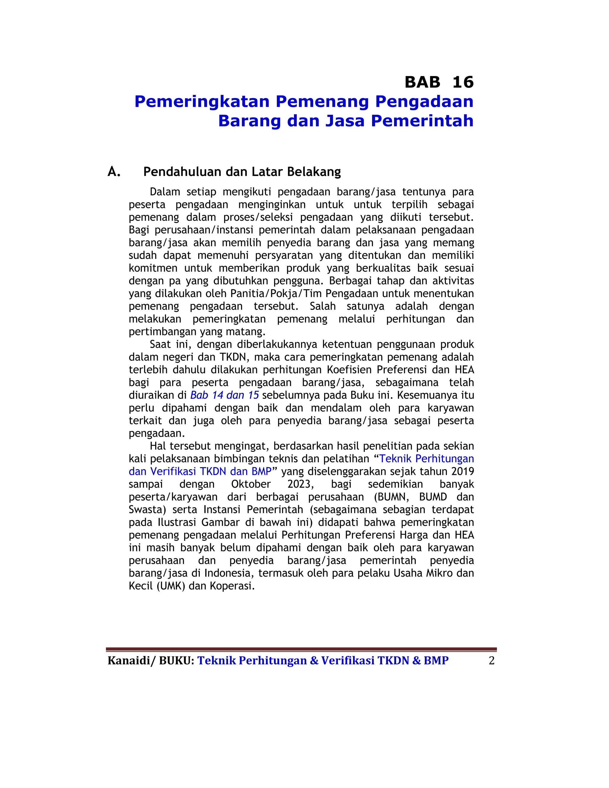 Bab 16 "Pemeringkatan Pemenang Pengadaan Barang dan Jasa Pemerintah ...