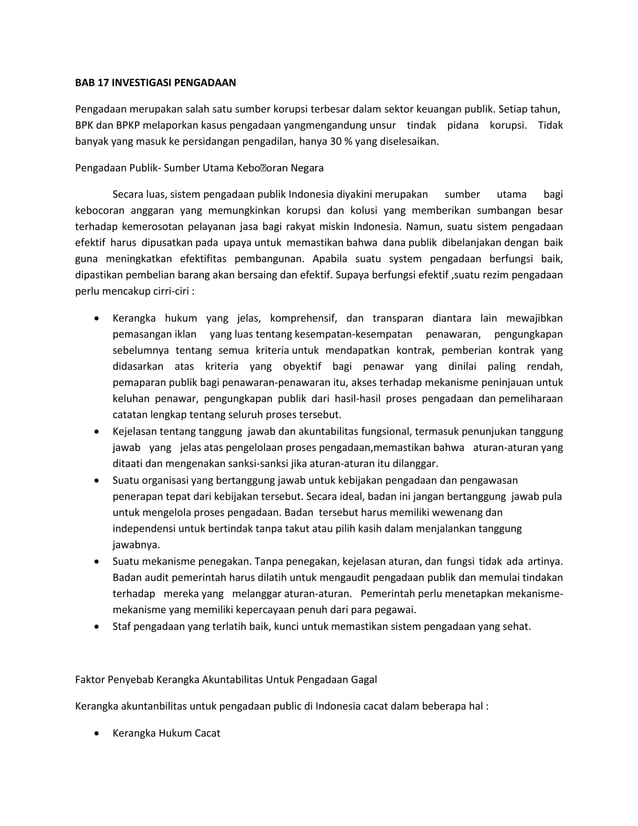 Bab 17 investigasi pengadaan | DOCX
