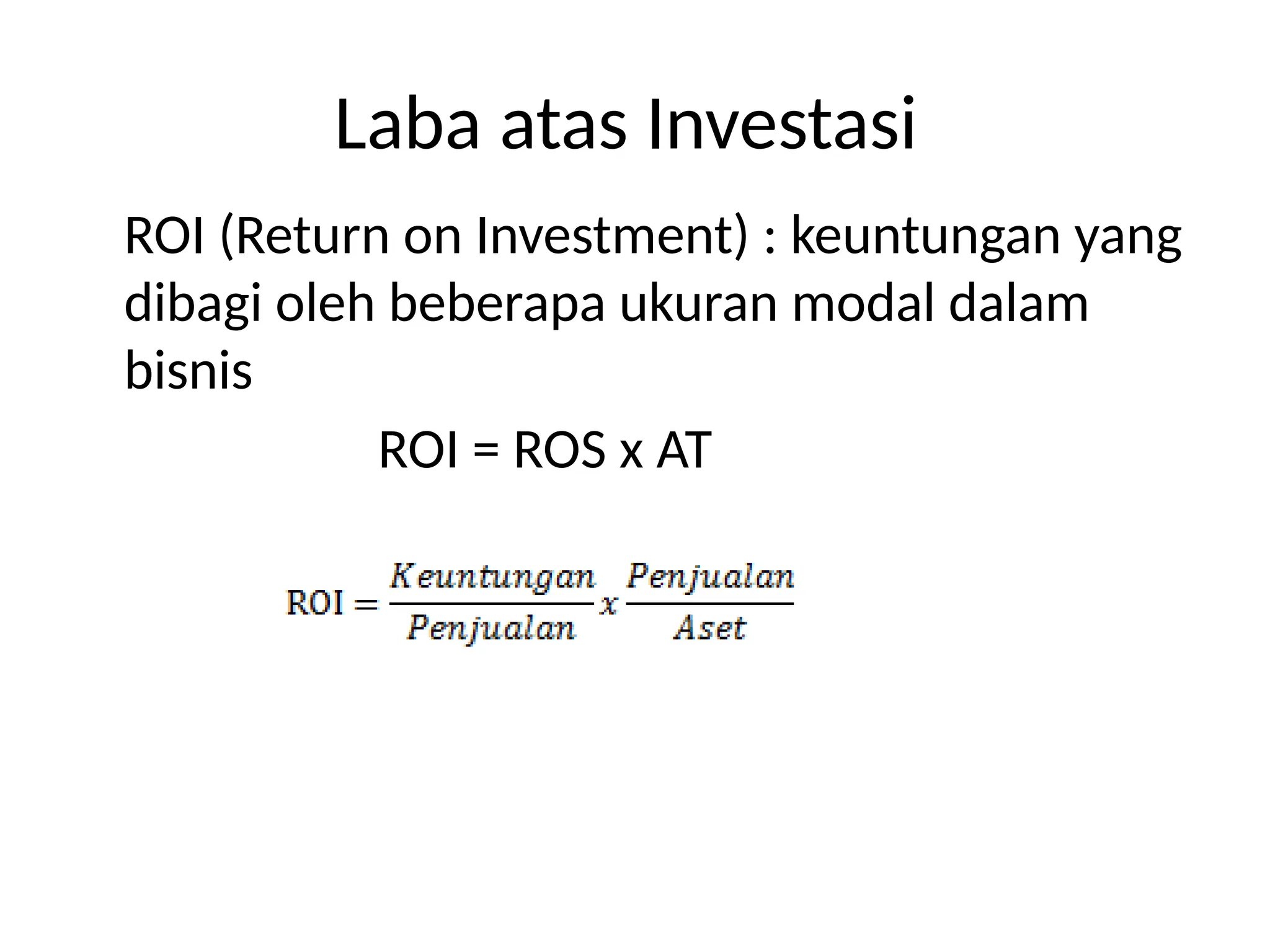 laba investasi, Roa, roe dan rumus lainnya | PPTX