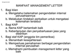 Management Letter Dalam Auditing Lengkap.ppt