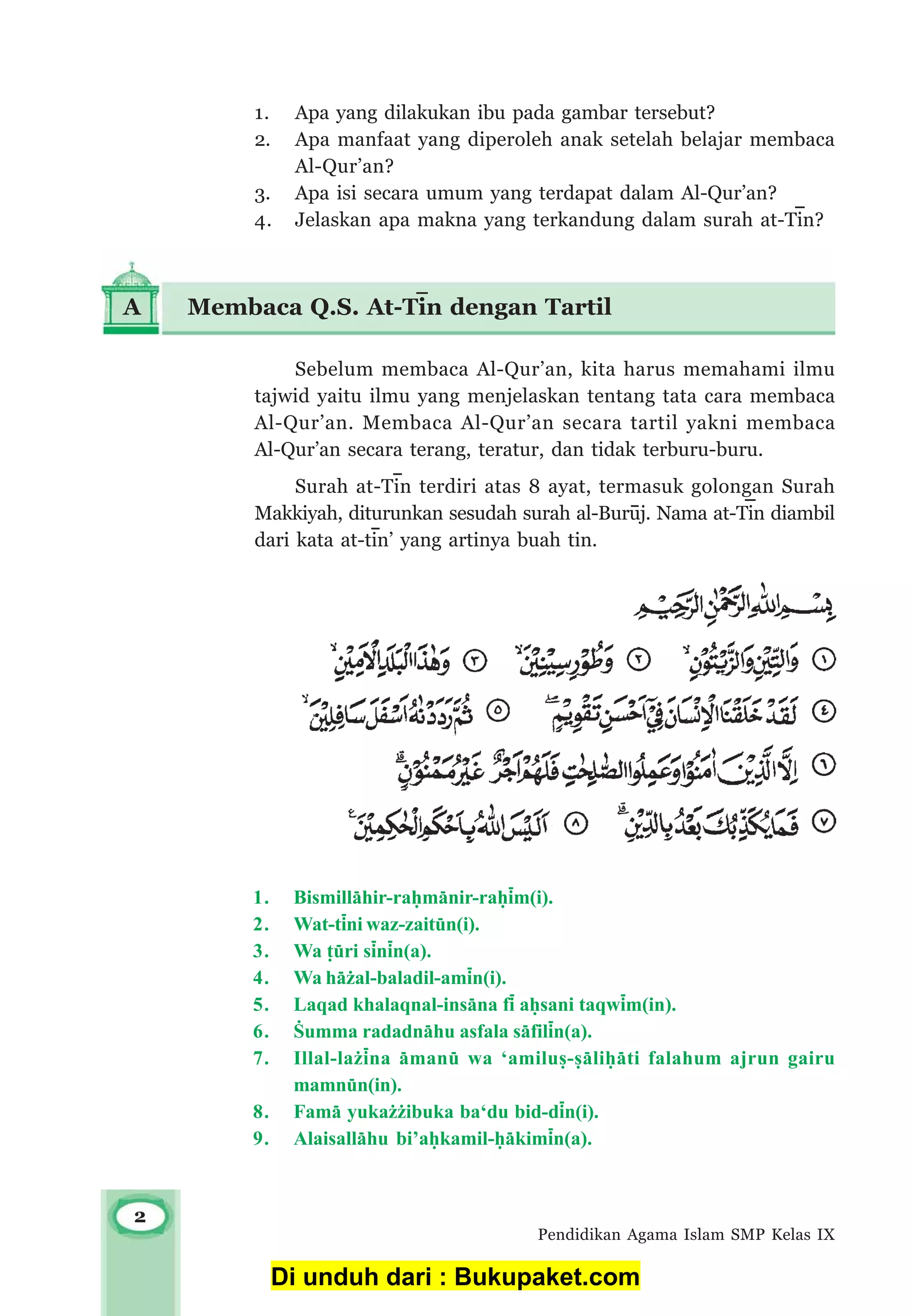 Bab 1 al qur'an surah at tin | PDF