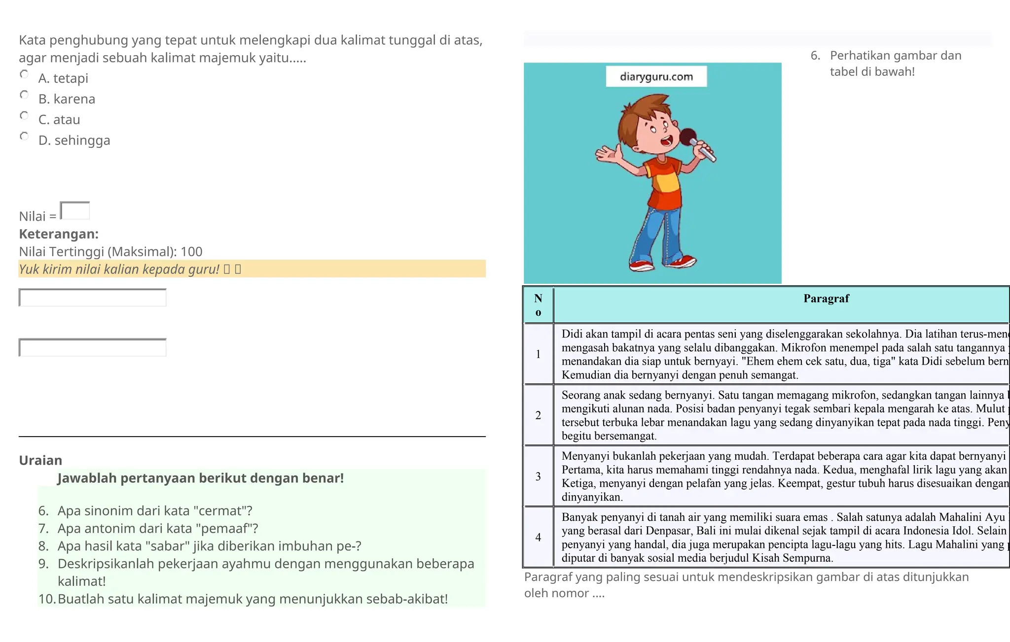 BAB 1 B. INDONESIA kelas 5.docx soal kelas 5 | DOCX