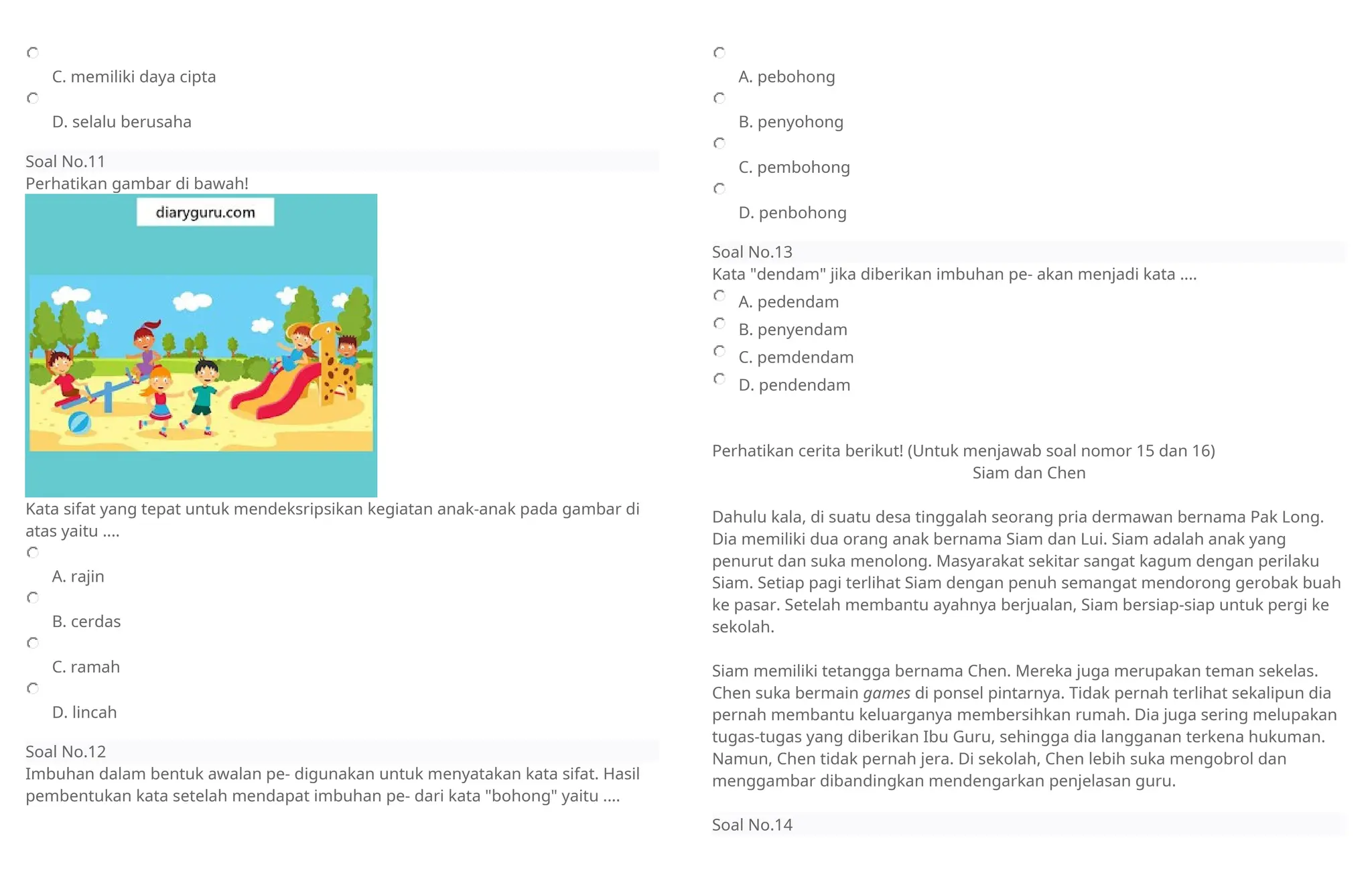 BAB 1 B. INDONESIA kelas 5.docx soal kelas 5 | DOCX