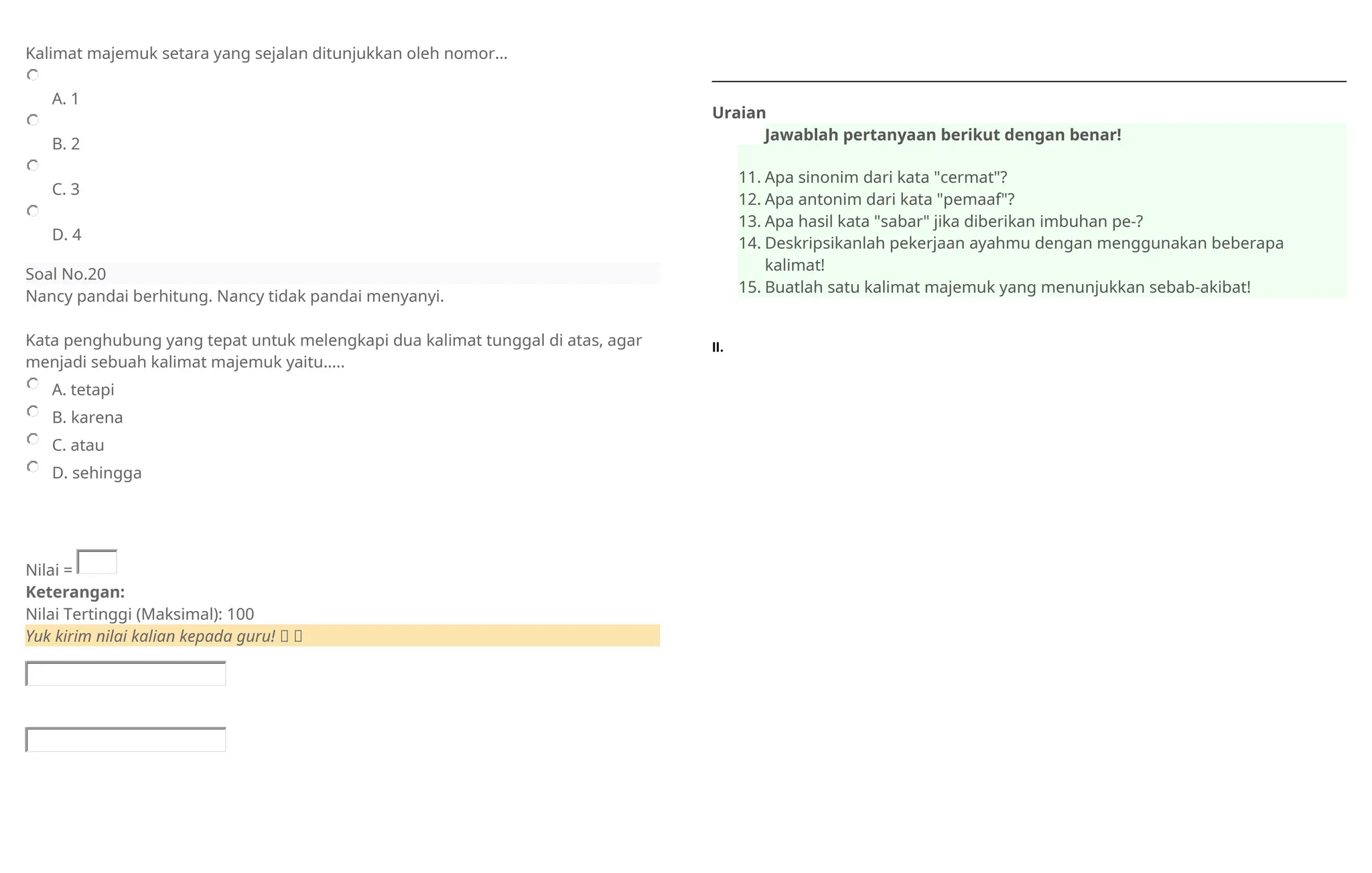BAB 1 B. INDONESIA kelas 5.docx soal kelas 5 | DOCX