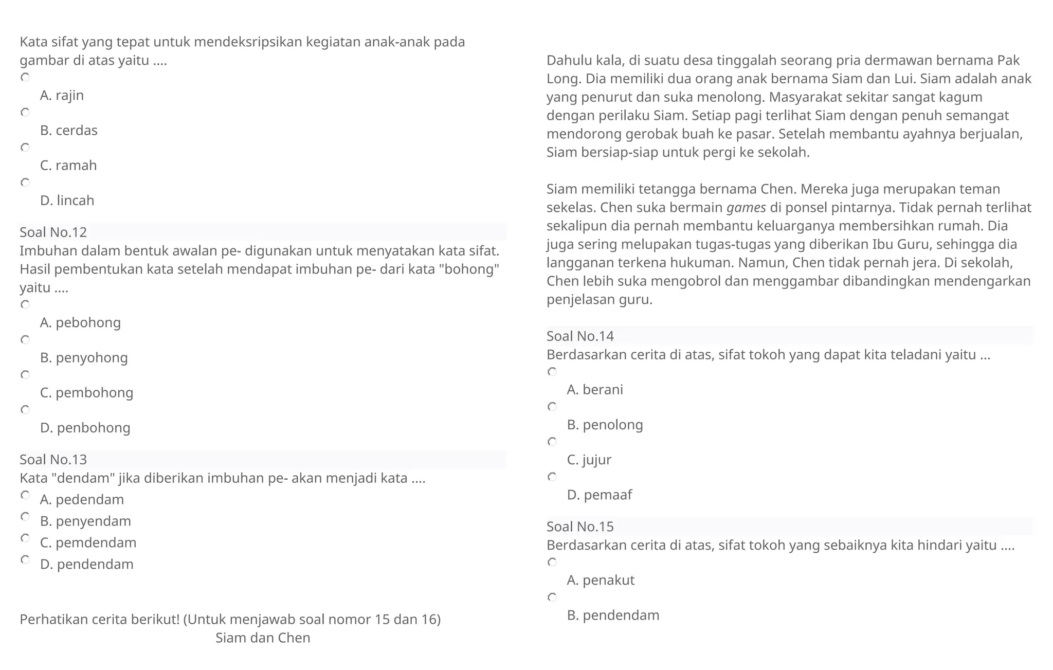 BAB 1 B. INDONESIA kelas 5.docx soal kelas 5 | DOCX